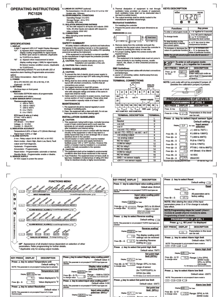 Pic152 User Manual | Parameter (Computer Programming) | Fuse (Electrical)