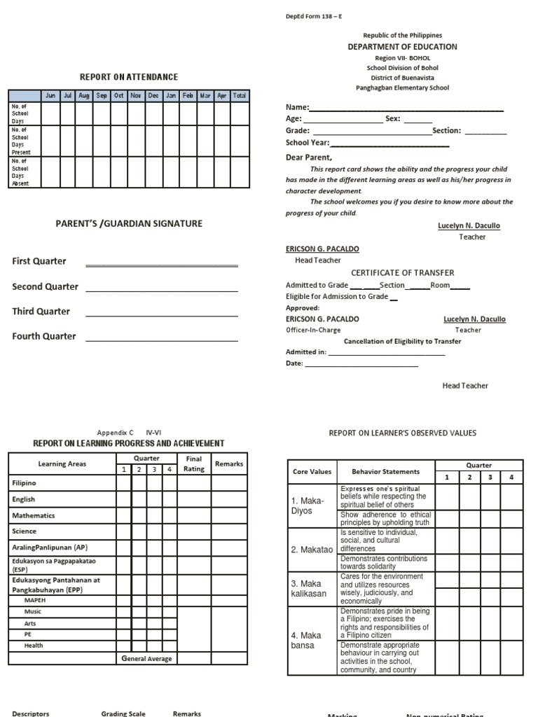 Report On Attendance: Department of Education | PDF | Behavior ...