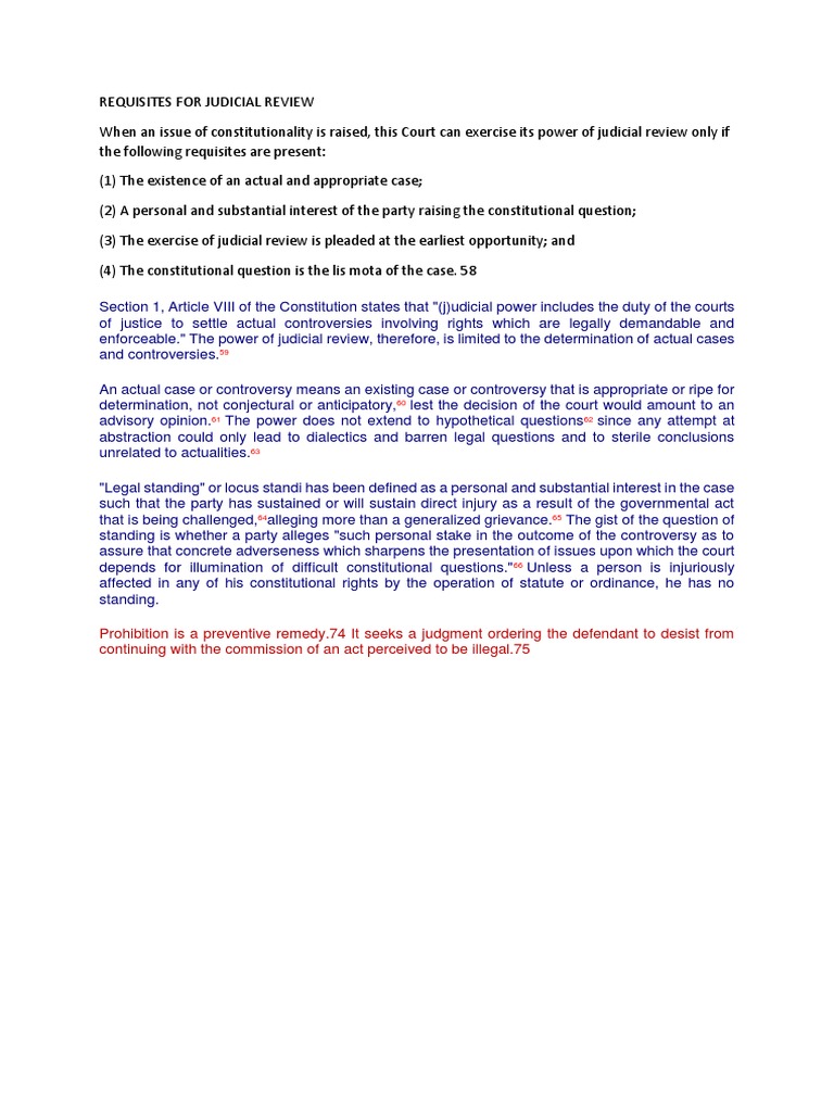 Judicial Review Requirements Explained | PDF