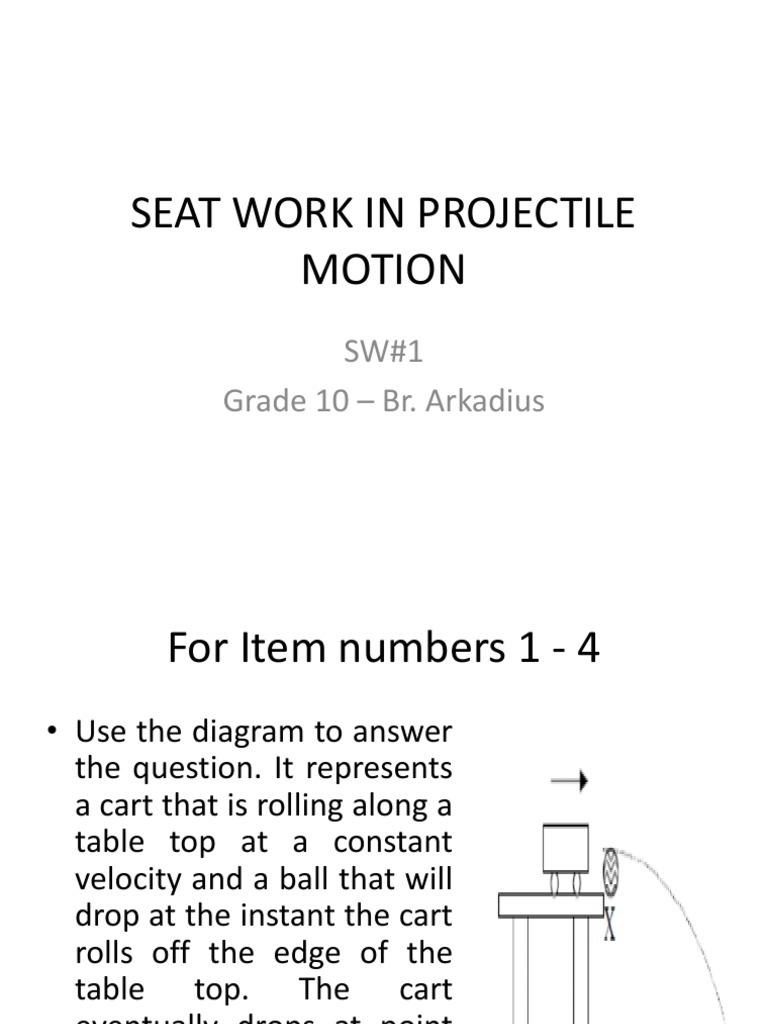 Seat Work in Projectile Motion | PDF | Projectiles | Applied And Interdisciplinary Physics