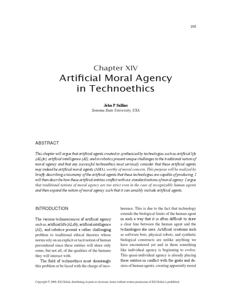 Artificial Moral Agency | PDF | Free Will | Morality