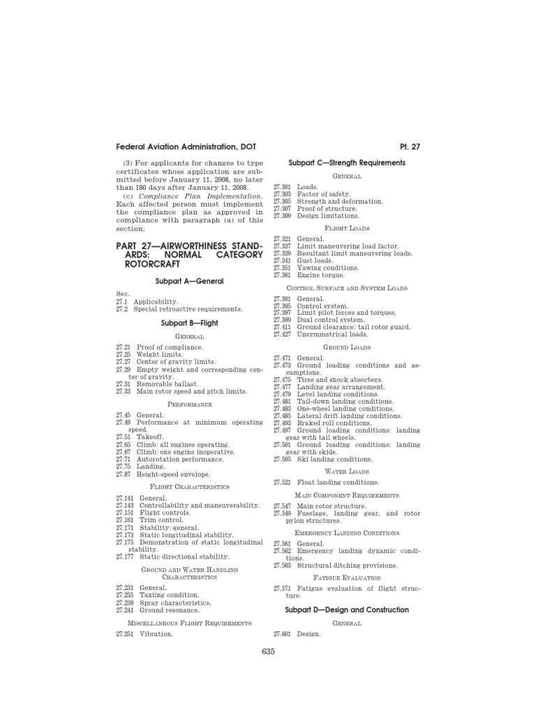 Airworthiness Standards FAA FAR Part 27 | PDF | Landing Gear | Flight