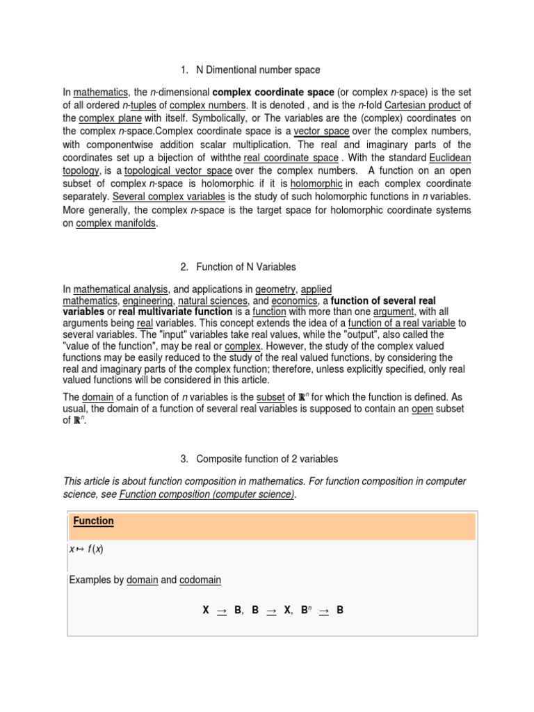 Variables or Real Multivariate Function Is A Function With More Than ...