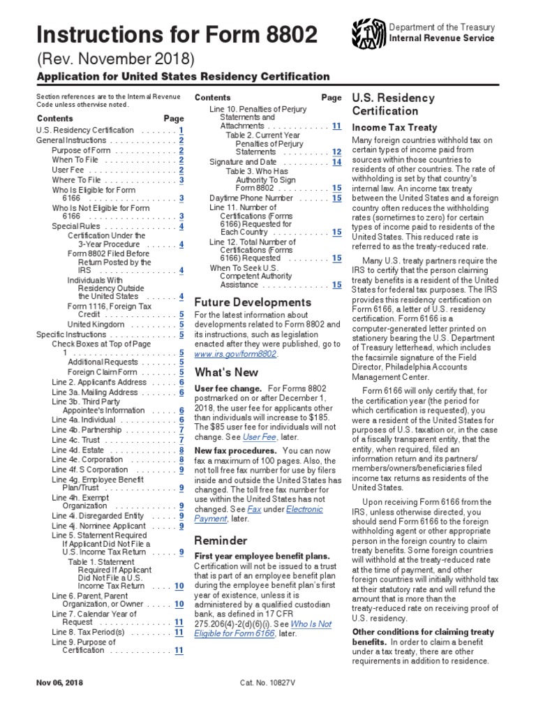Instruction To Form 8802 | PDF | Withholding Tax | Irs Tax Forms