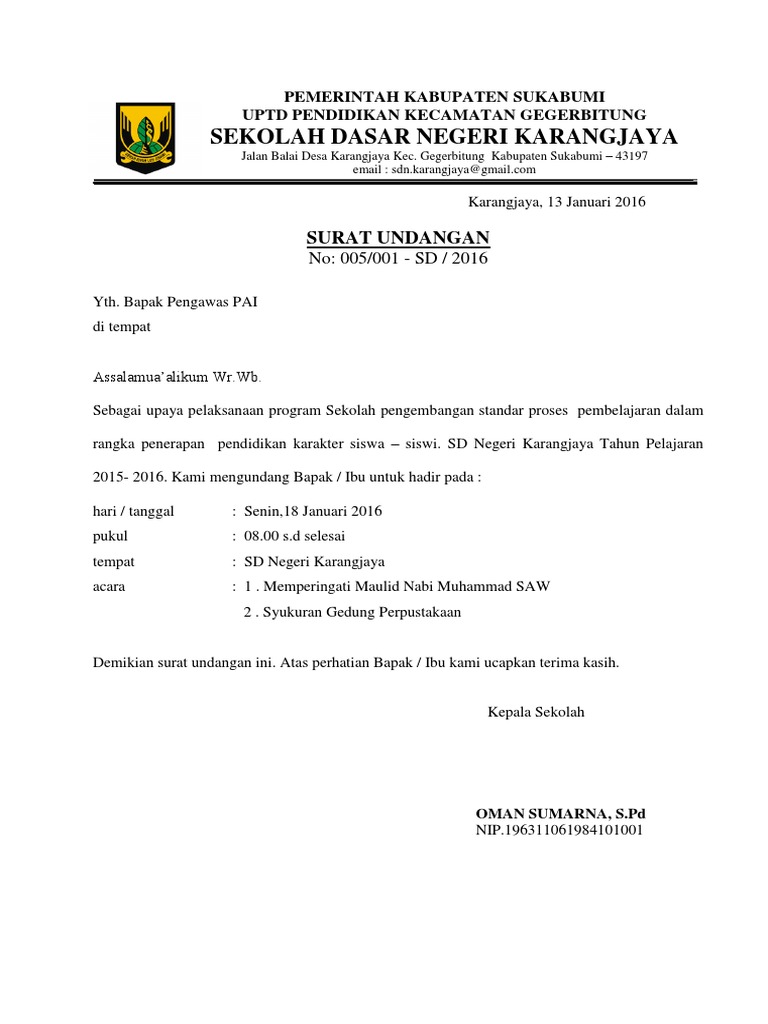 Surat Undangan Maulid Nabi 2016 | PDF