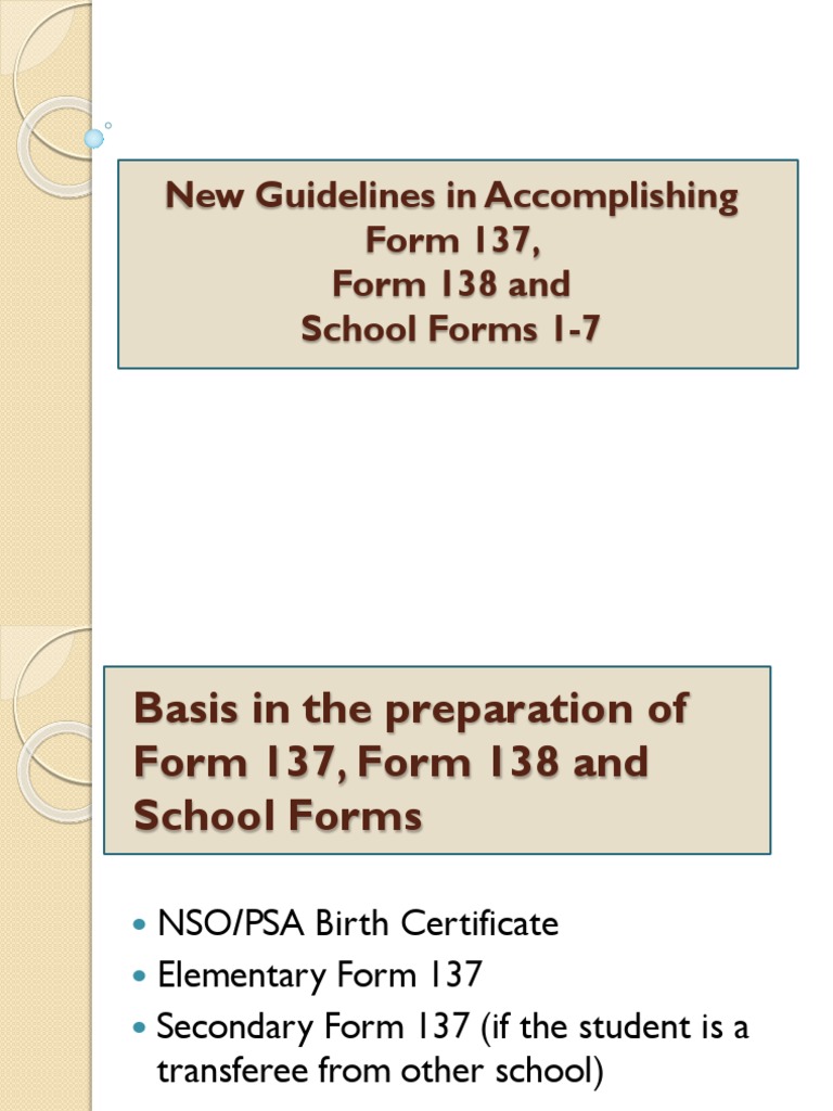New Guidelines in Accomplishing FORMS | PDF | Educational Stages | Students
