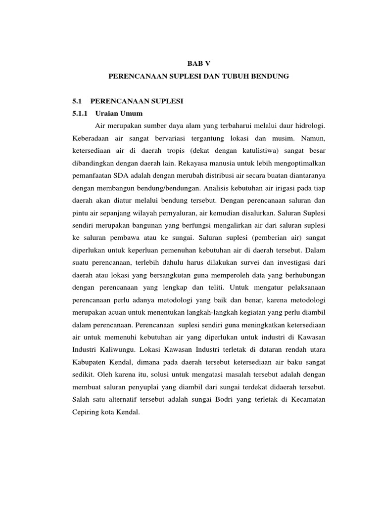Bab 5 Perencanaan Suplesi Dan Tubuh Bendung | PDF | Sains & Matematika