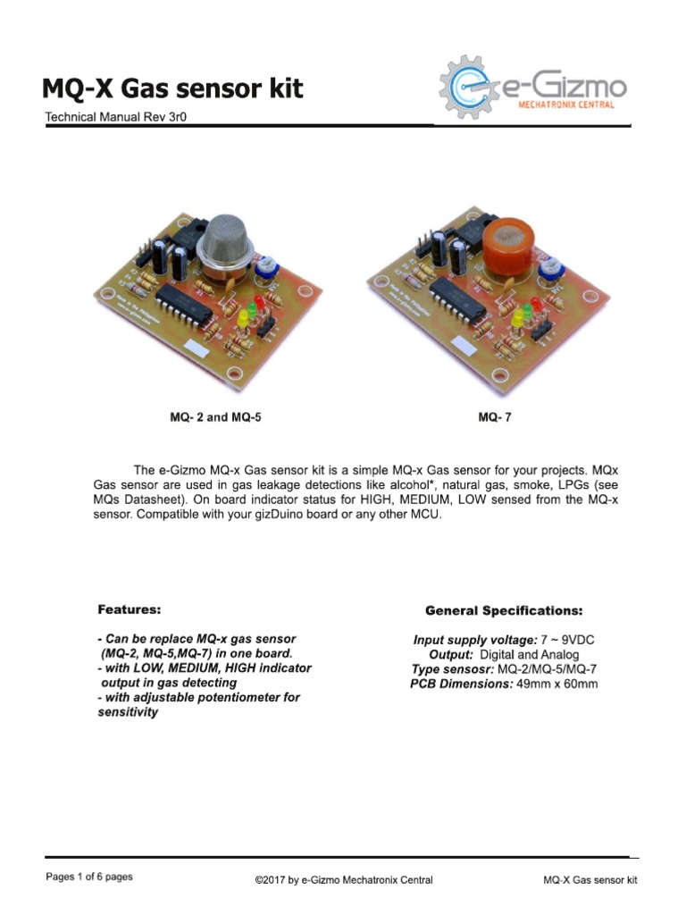 MQ-X Gas Sensor Technical Manual | PDF