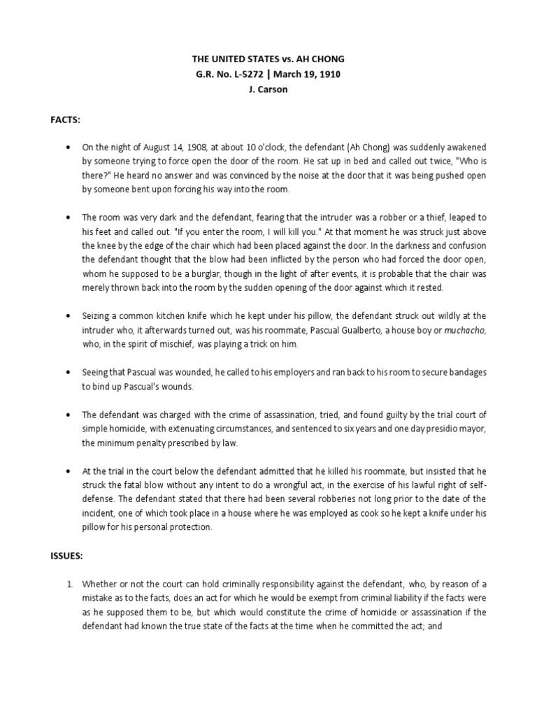 The People vs. Ah Chong: A Case of Mistaken Identity and the Defense of ...