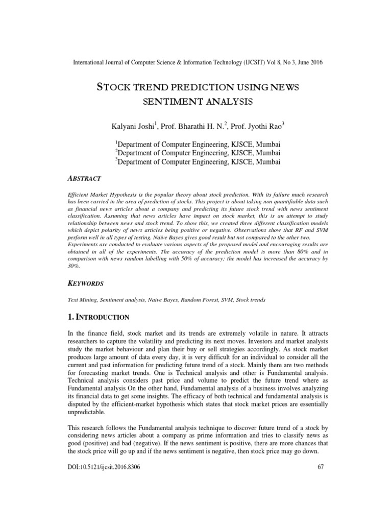 Stock Trend Prediction Using News Sentim PDF | PDF | Statistical ...