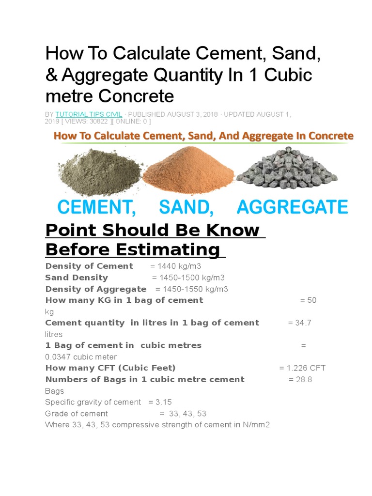 How To Calculate Cement | PDF | Density | Concrete