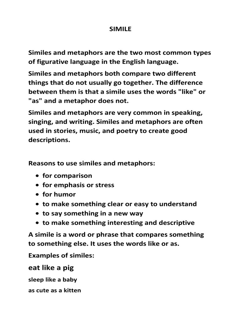 SIMILE | PDF | Adverb | Adjective