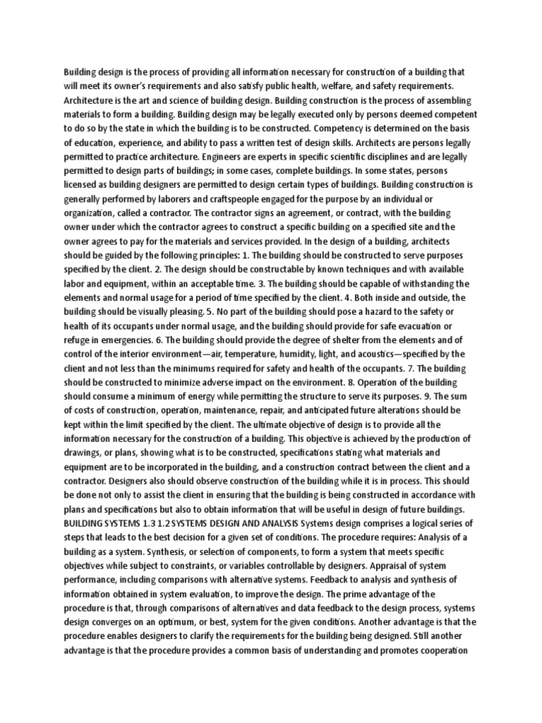 Building Design & Systems Analysis | PDF | System | Design