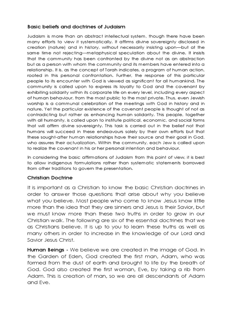 Defining the Core Beliefs: A Comparative Look at the Doctrines of ...