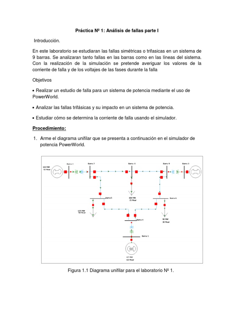 Práctica #1 - Fallas Simetricas - Powerworld | PDF | Energia electrica ...