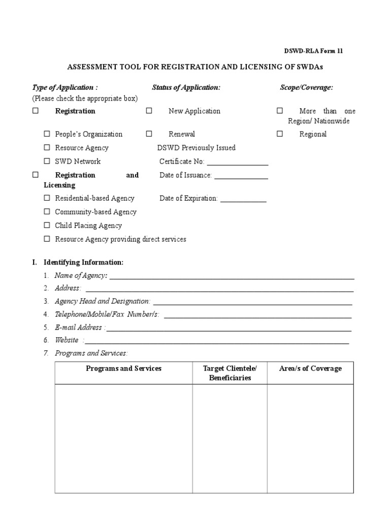 DSWD RLA Form 11 Assessment Tool | PDF | Employment | Government ...