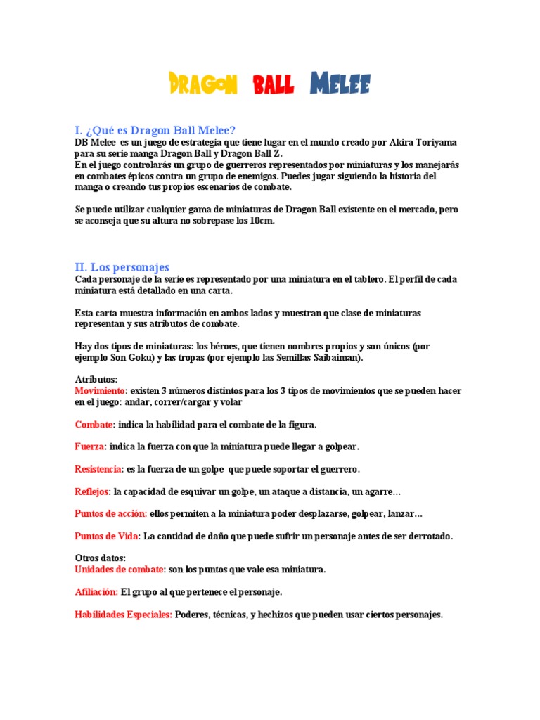 Guía de Dragon Ball Melee: Estrategias y Reglas | PDF | esfera del ...