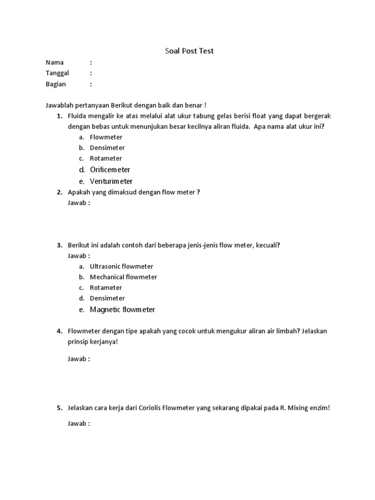 SOAL Flow Meter | PDF