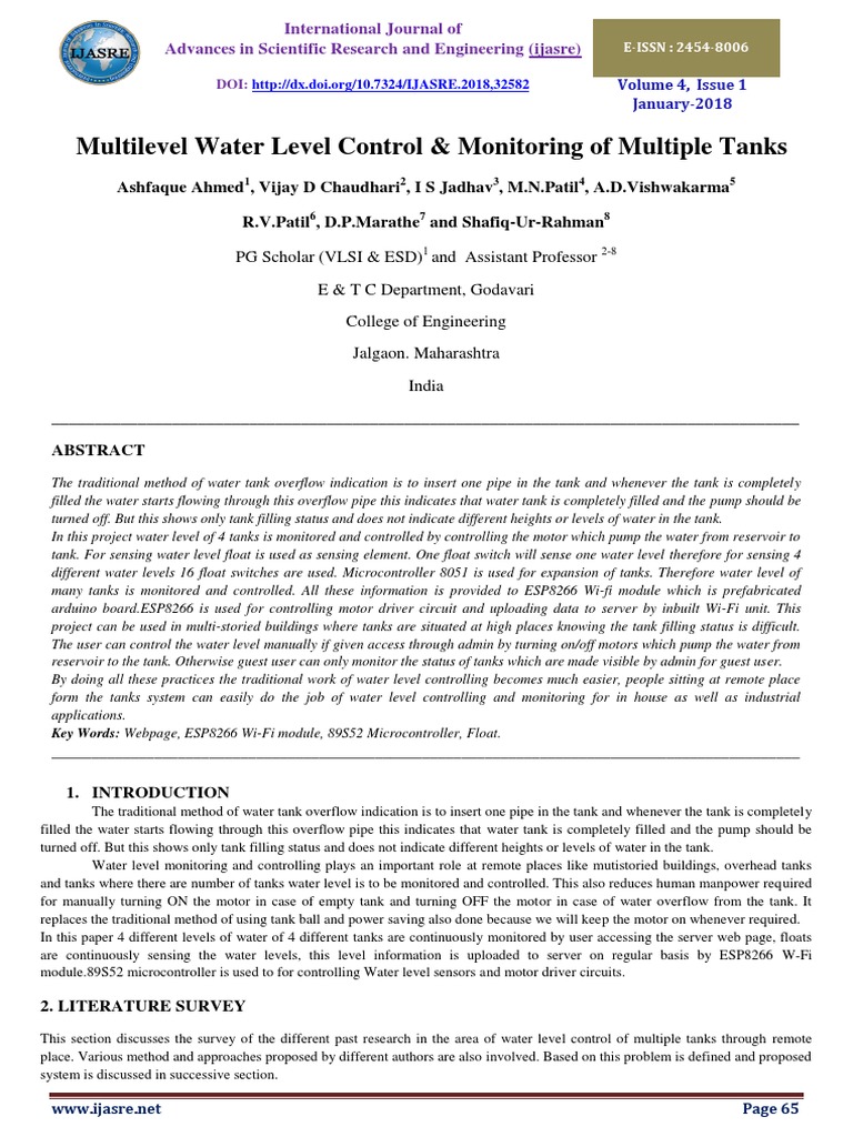 Multilevel Water Level Control & Monitoring of Multiple Tanks | PDF ...
