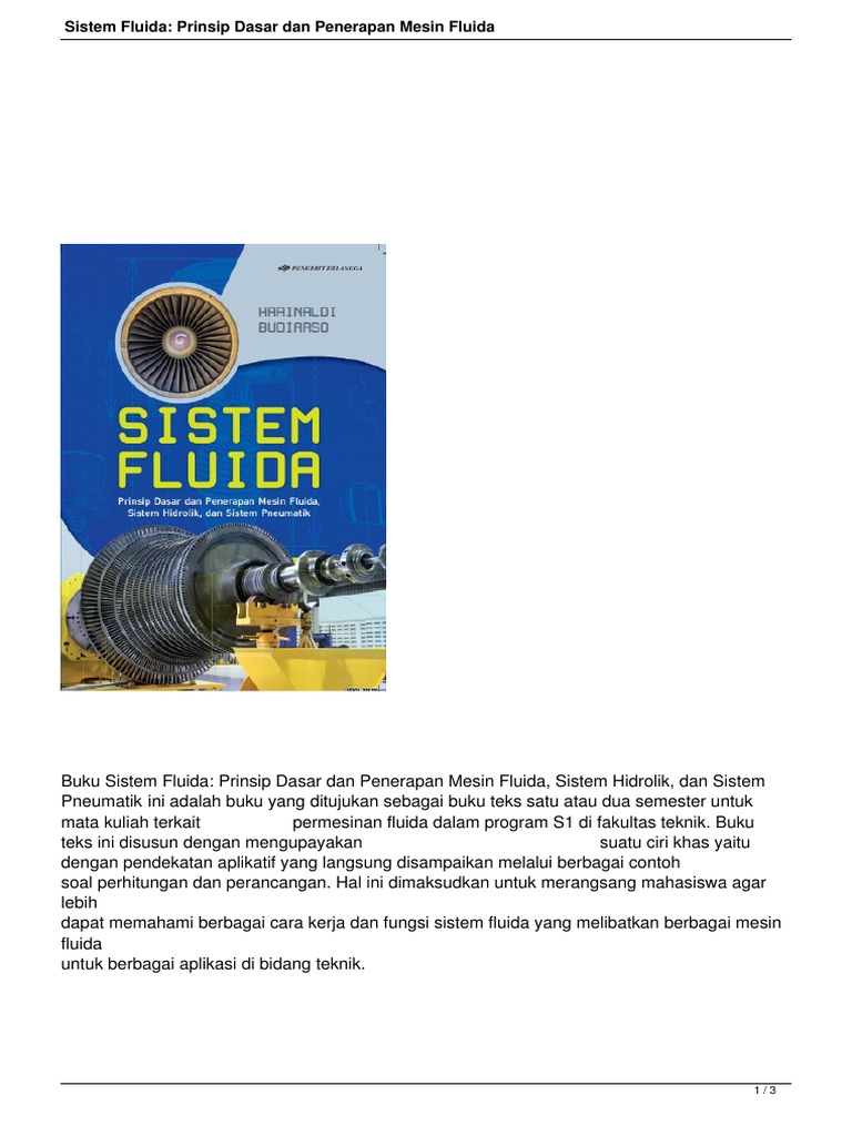 Sistem Fluida Prinsip Dasar Dan Penerapan Mesin Fluida | PDF
