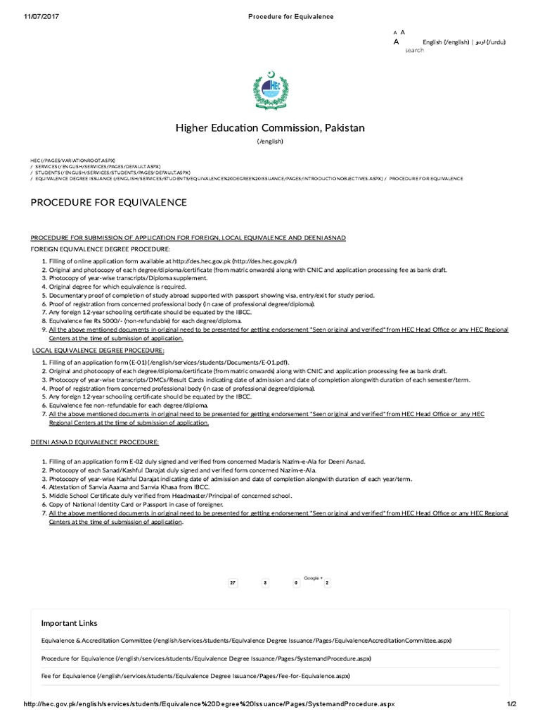 Procedure For Equivalency | PDF | Educational Stages | Academia