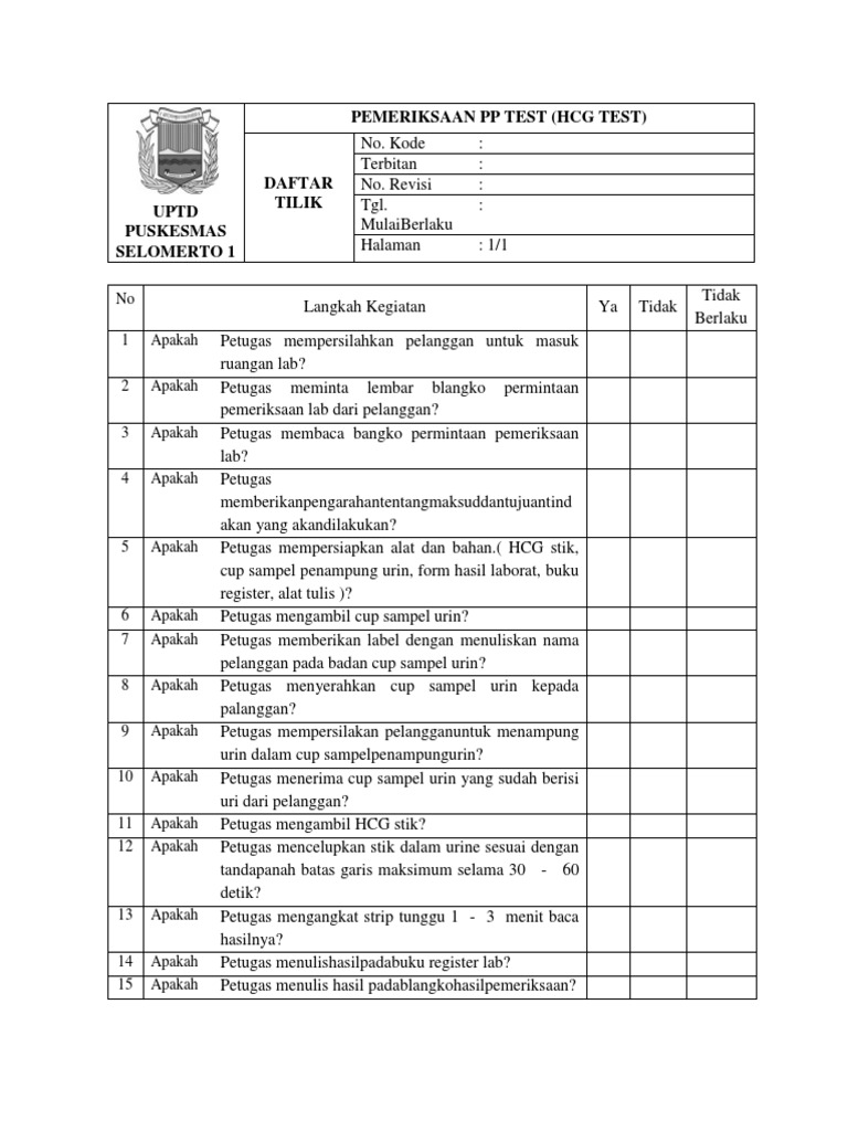Contoh Daftar Tilik | PDF