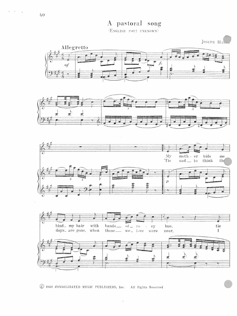 Haydn - A Pastoral Song | PDF