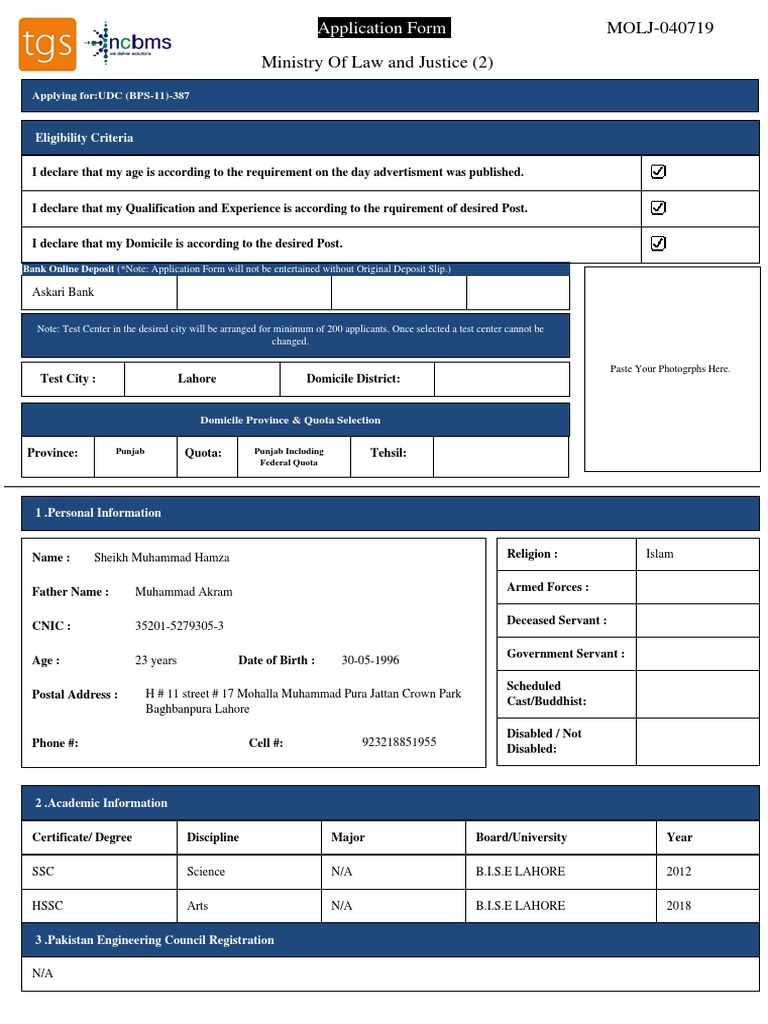 MOLJ-040719: Application Form | PDF | Government