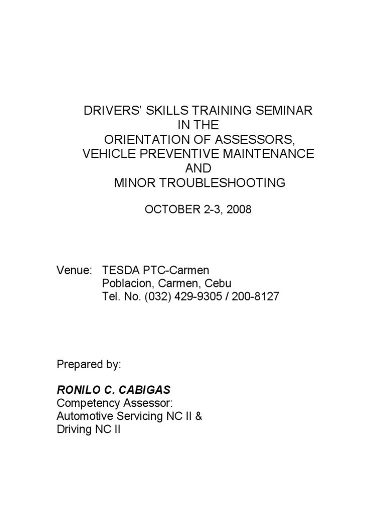 DRIVERS Training Seminar | PDF | Vehicle Parts | Vehicle Technology