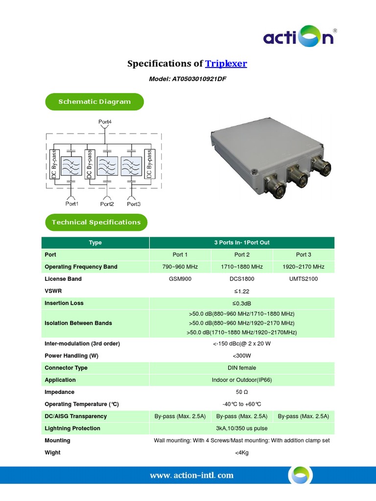 4 Specifications of Triplexer (AT0503010921DF - 20131213) | PDF