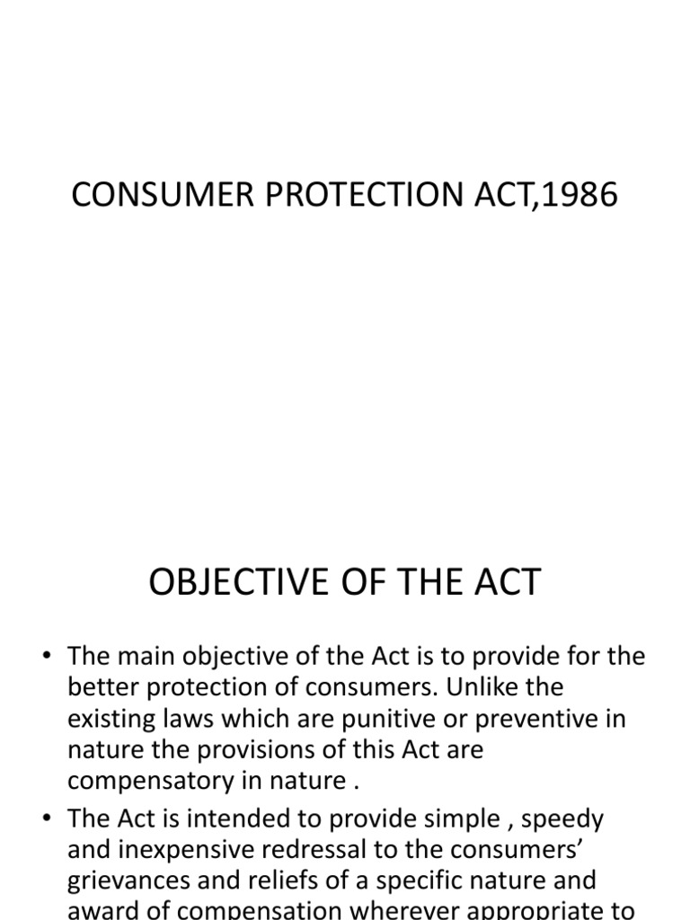 Consumer Protection Act 1986 Pdf Consumer Protection Trade