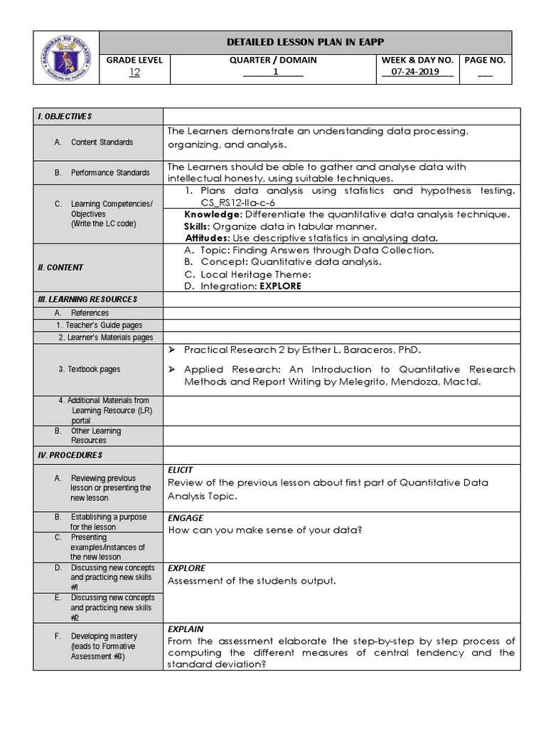 Quantitative Data Analysis Part 2 | PDF | Data Analysis | Lesson Plan