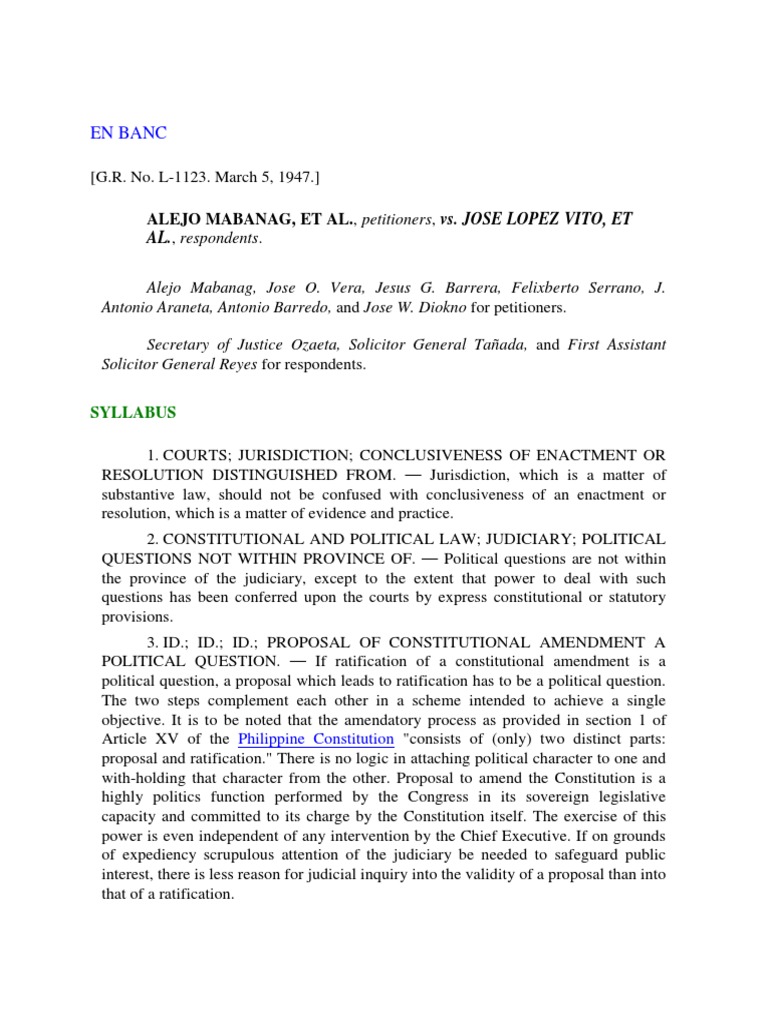 The Political Question Doctrine: Proposal of a Constitutional Amendment ...