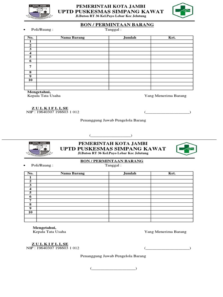 Bon Permintaan Barang | PDF