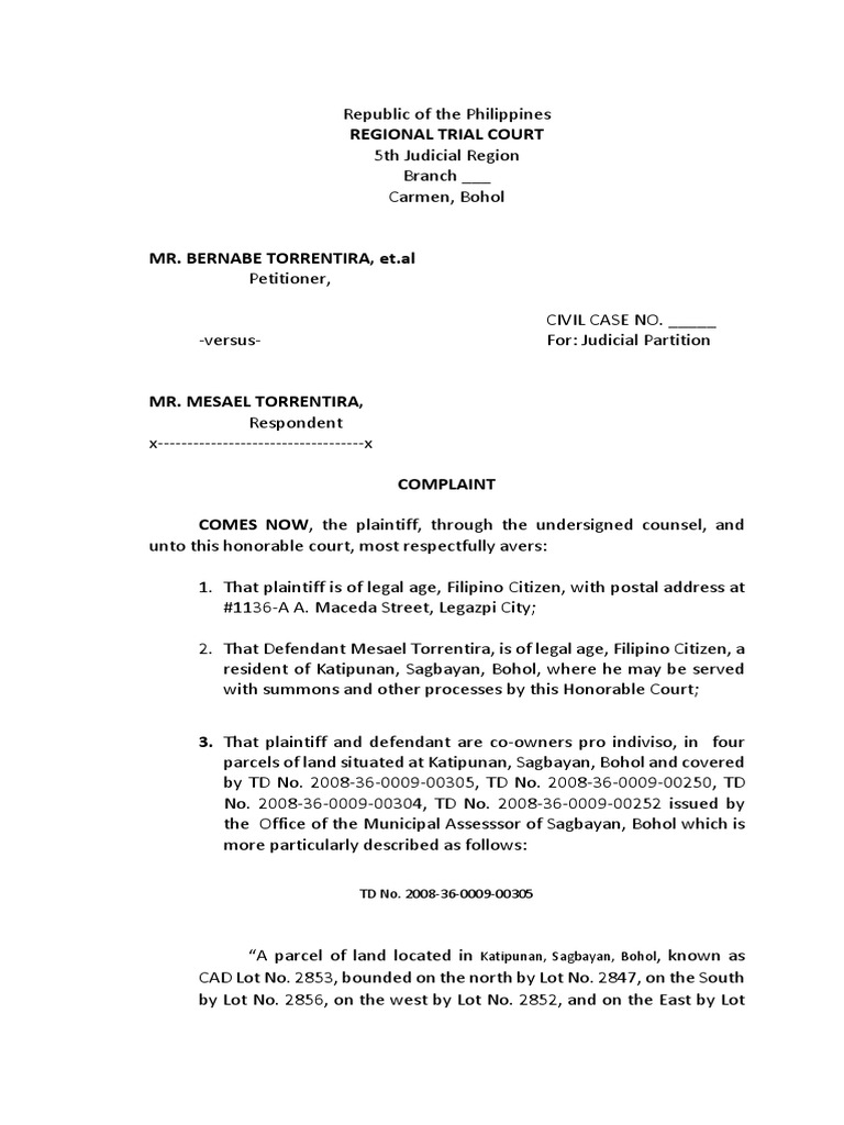 Judicial Partition | PDF | Complaint | Lawsuit