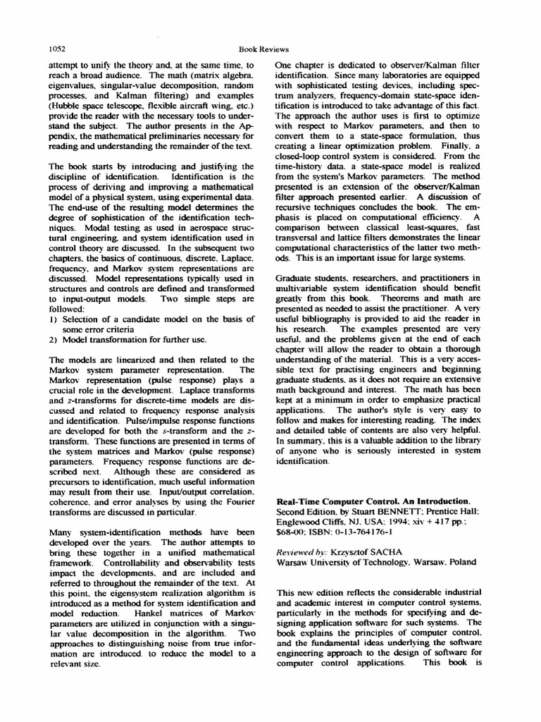 Real Time Computer Control An Introduction | PDF | Kalman Filter ...