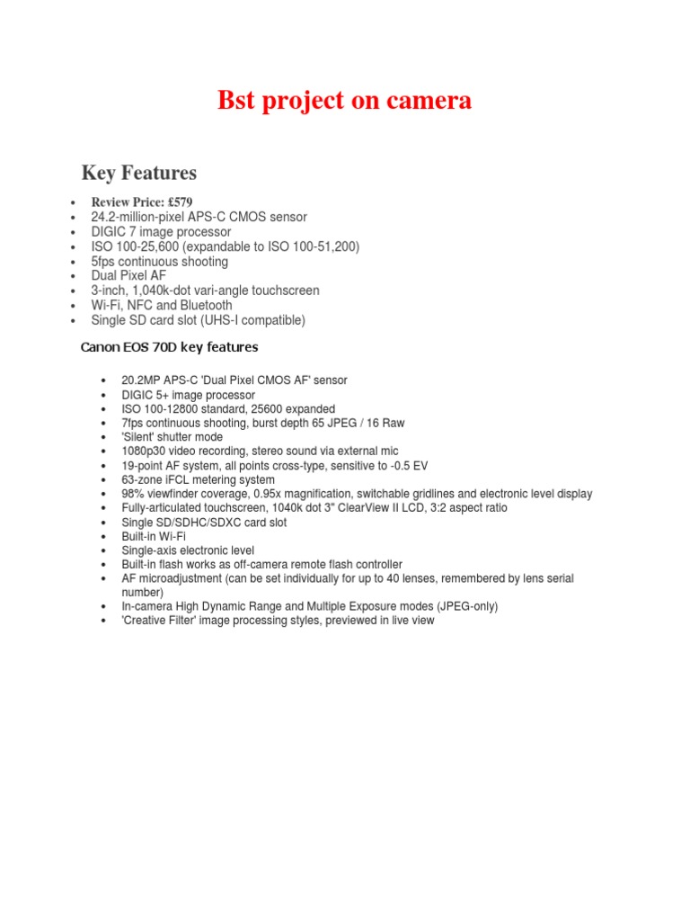 BST Project On Camera | PDF