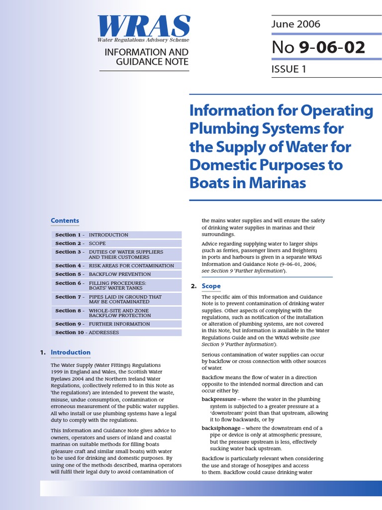WRAS Marinas | PDF | Plumbing | Water Supply