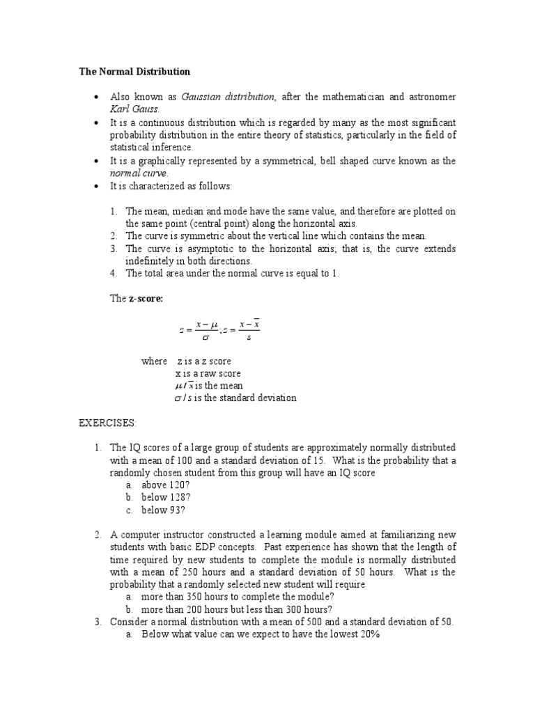 The Normal Distribution | PDF | Normal Distribution | Mean