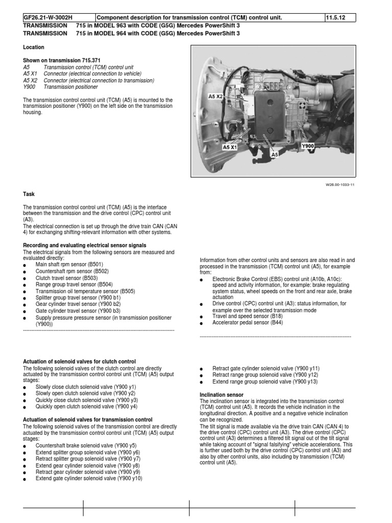 Component Description For Transmission Control (TCM) Control Unit | PDF ...
