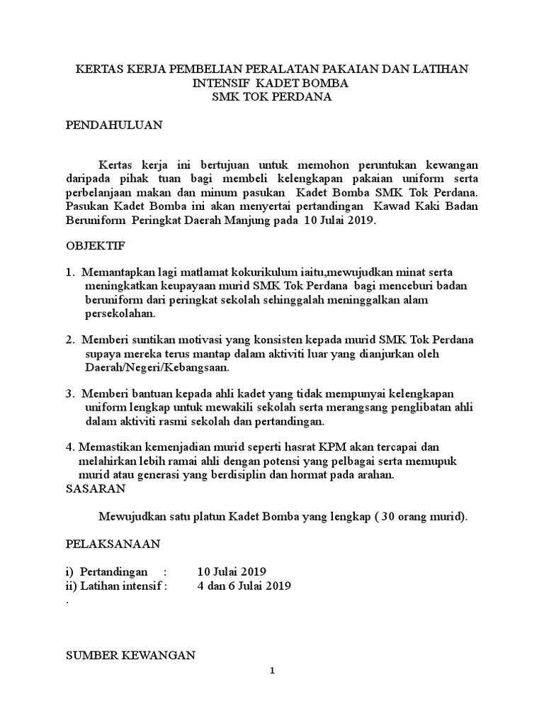 Kertas Kerja Perbelanjaan Kokurikulum | PDF