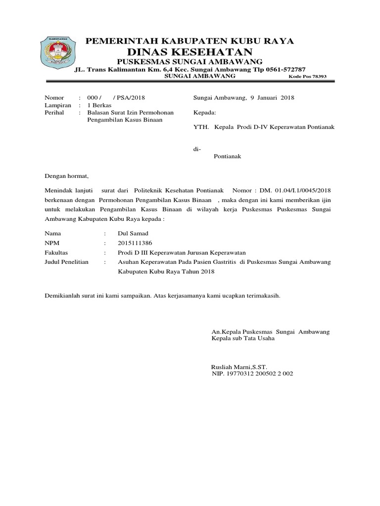 Surat Balasan Penelitian | PDF