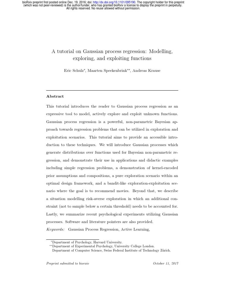 Gaussian Process Tutorial Pdf Covariance Matrix Normal Distribution