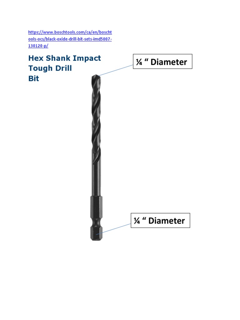 " Diameter: Hex Shank Impact Tough Drill Bit | PDF
