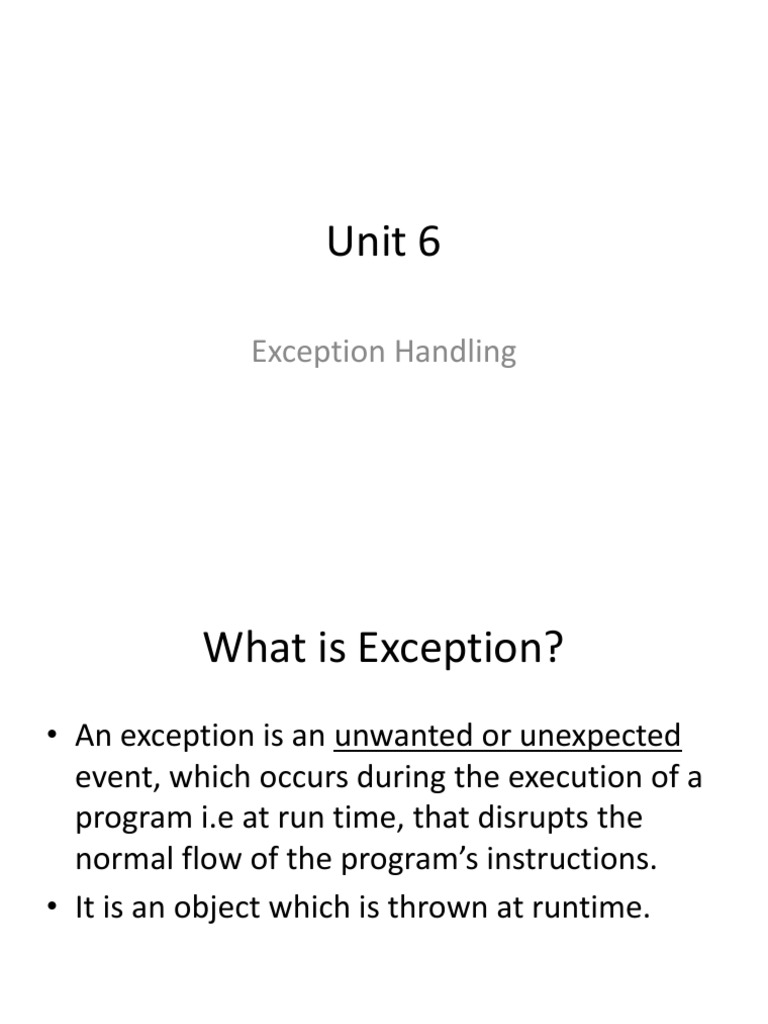 Unit 6 GTU Exception Handling PDF | Download Free PDF | Method (Computer Programming) | Class ...