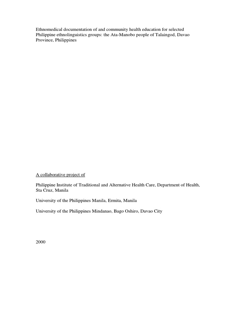 Final Report of Ata-Manobo Davao | PDF | Wife | Marriage