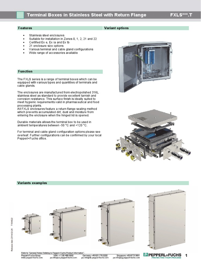 Terminal Boxes in Stainless Steel With Return Flange FXLS .T | PDF ...