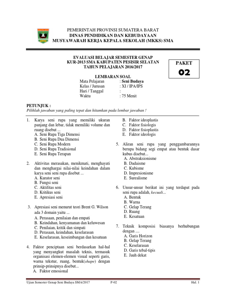 Senibudaya 2017 P2 | PDF