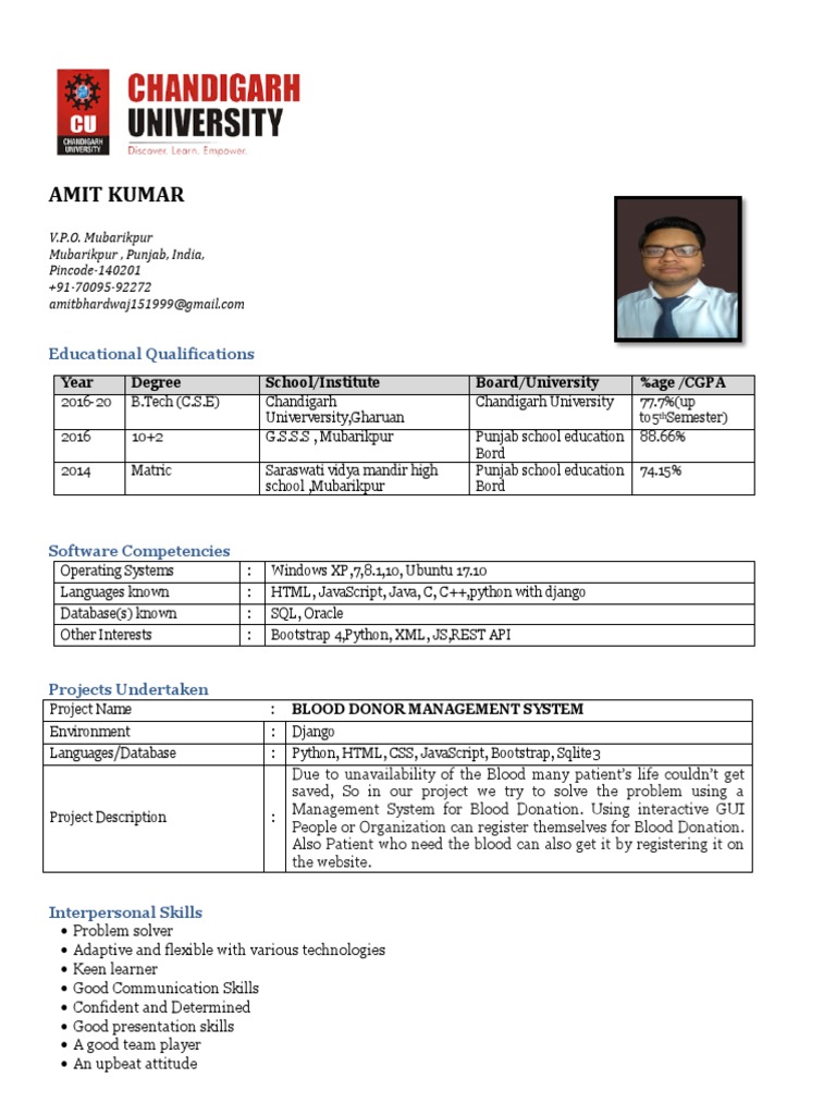 Amit Kumar: Educational Qualifications | PDF | Java Script | Software Development