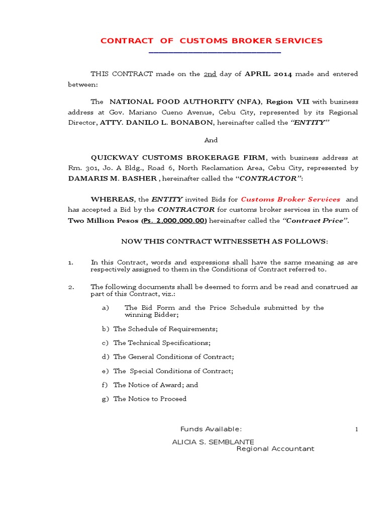 Sample Contract | PDF | Customs | Invoice